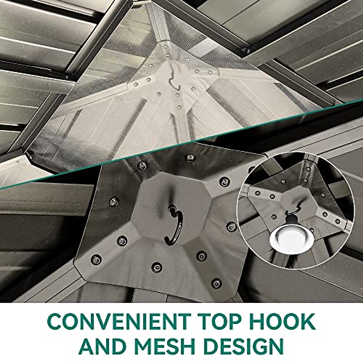 YITAHOME 10x10ft Hardtop Gazebo with Nettings and Curtains, Heavy Duty Double Roof Galvanized Steel Outdoor Combined of Vertical Stripes Roof for Patio, Backyard, Deck, Lawns, Gray