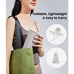 BENEUNDER Sun Hats for Women Wide Brim UPF 50+ Beach Hats for Women UV Protection Visor Hats for Fishing Hiking Gardening, White