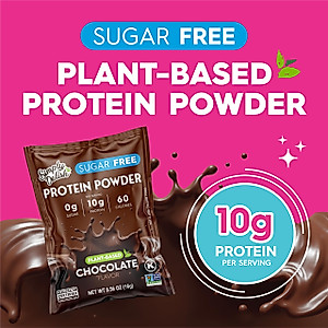 Simply Delish Plant-Based Protein Powder - Sugar Free, Keto Friendly, Clean Protein Powder in Convenient Travel Packs (Chocolate, 6 PK)