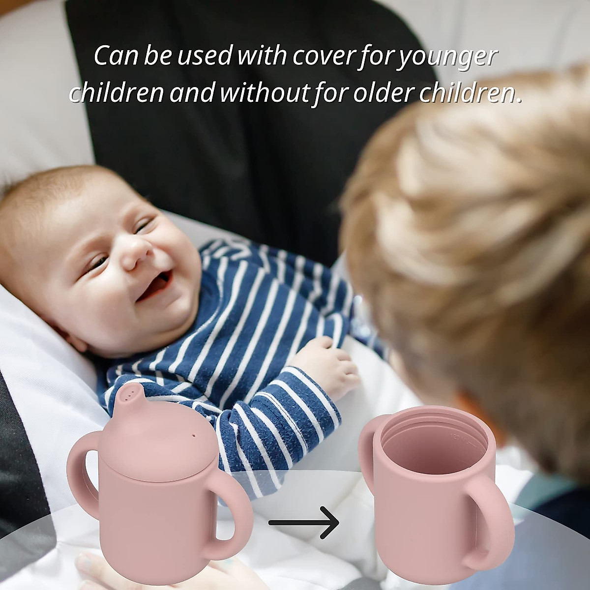 Mintlyfe Baby Sippy Cup, Silicone Trainer Cup Toddler for Boys and Girls, Unbreakable, Spill Proof and Two Handle Learner Cup Sippy Cup for Toddlers, 4oz (Ether)