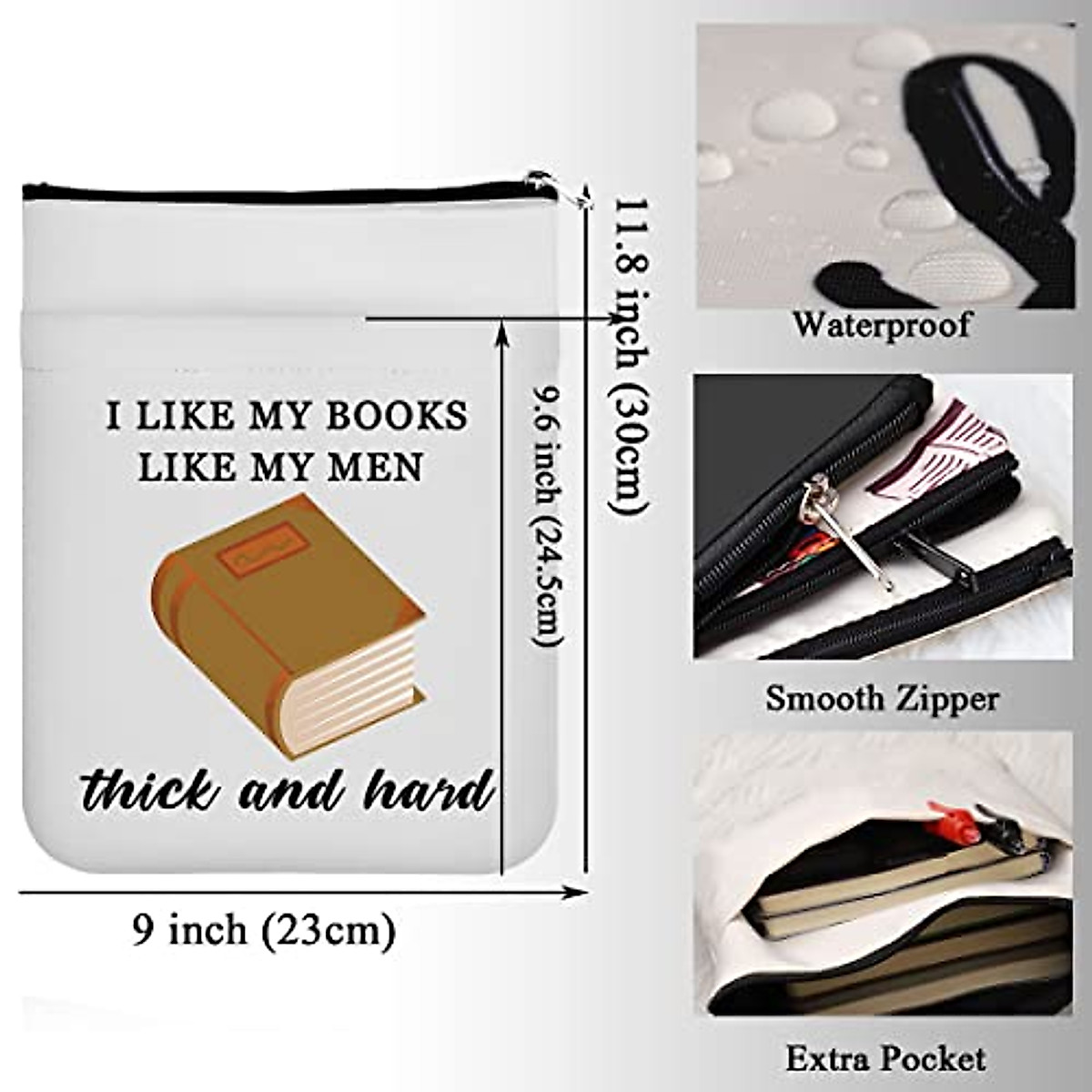MAOFAED Naughty Book Sleeve I Like My Books Like My Men Thick and Hard Book Lover Gift for Girls (Thick and Hard)