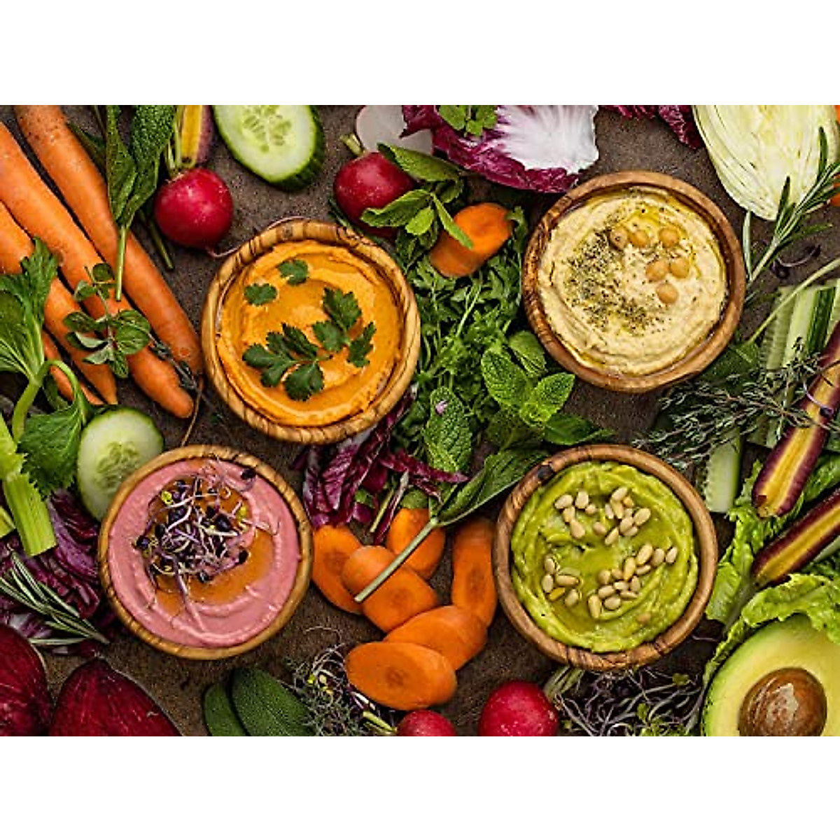 SOLTAKO 4 small dip bowls set - olive wood tapas bowls - small Mediterranean bowl for olives & BBQ sauces - dip bowl for charcuterie boards - charcuterie accessory - Ø 4"