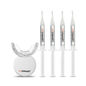 LINHART Teeth Whitening Kit with LED Light - Tooth Whitener Gel, Dental Whitening Gel Syringes with 35% Carbamide Peroxide and 16-Led Whitening Light - No Sensitivity, Whitens Teeth