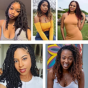 Spring Twist Hair 12 inch 8 packs Spring Twist Crochet Hair For Butterfly Locs Soft Locs Bomb Twist Short Fluffy Black Crochet Braids Hair Synthetic Fiber Braiding Hair Extensions (12Inch 1B#)
