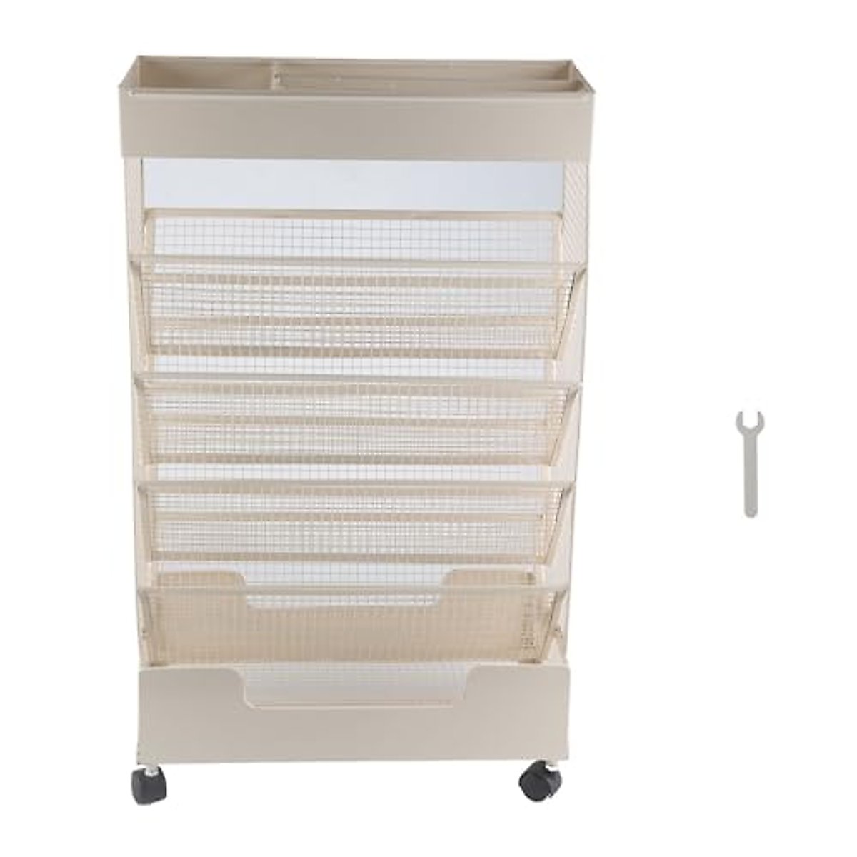 6 Tier Metal Movable Bookshelf, Large Capacity Metal Rolling Bookshelf Cart with Wheels, Rolling Organization Shelf Practical Rolling Utility Cart for Office Classroom