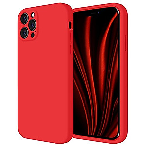 FireNova for iPhone 12 Pro Max Case, Silicone Upgraded [Camera Protecion] Phone Case with Soft Anti-Scratch Microfiber Lining, 6.7 inch, Red