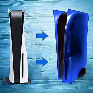 Frusde PS5 Plates, Hard Shockproof PS5 Faceplates Compatible with PS5 Console, ABS Anti-Scratch Dustproof Cover Replacement Shell Plates Compatible with PS5 Console Disc Edition - Translucent Blue