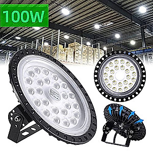 100W UFO LED High Bay Light lamp Factory Warehouse Industrial Lighting 10000 Lumen 6000k IP65 Warehouse LED Lights- High Bay LED Lights- Commercial Bay Lighting for Garage Factory Workshop Gym