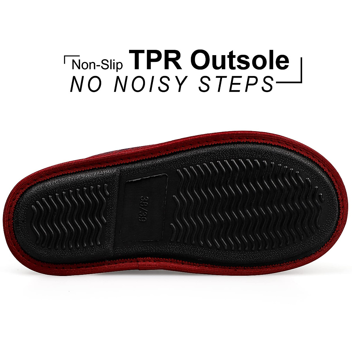 riemot Men's Women's Furry Warm Slippers, Memory Foam Slippers Comfortable Closed Toe House Slippers Shoes Anti slip Sandals Lightweight Winter Indooor Slippers Black Red EU 44-45