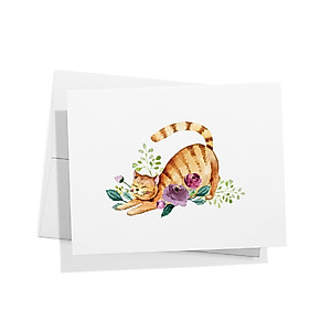 Twigs Paper - Assorted Cat Greeting Cards - Stationery Cards with Envelopes - Thank You Card - Blank Note Cards - Greeting Cards for All Occasions - Made in USA (5.5 x 4.25, Set of 12)