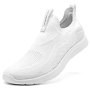 ALEADER Energylife Women's Walking Shoes Slip On Lightweight Sneakers Comfortable Knit Mesh Work Tennis Shopping Shoes White 8 M US Women