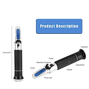 Alcohol Refractometer, Professional Handheld Alcohol 0-80% Test Refractometer, Alcohol Tester Meter Measure Instrument for Testing Distilled Beverage