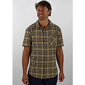 Club Ride Apparel Men's Detour Short Sleeve Cycling Jersey, Comfort Snap Down Top, Moisture Wicking Riding Shirt with Pocket, 50 UPF Breathable Bike Shirt, Khaki/Cayenne, Small