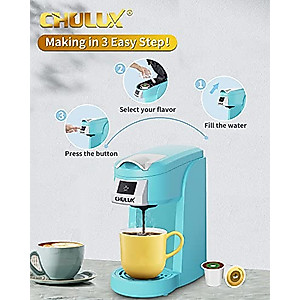 CHULUX Upgrade Single Serve Coffee Maker for K CUP, Mini Coffee Maker Single Cup 5-12oz Coffee Brewer, 3 in 1 Coffee Machine for K Cups Pod Capsule Ground Coffee Tea, One Touch Fast Brewing in Minutes