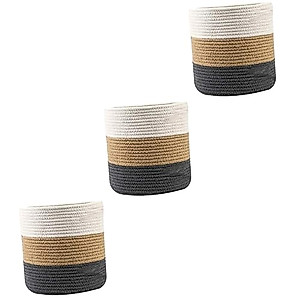 TOYANDONA 3 Pcs Cotton Rope Storage Basket Portable Storage Basket for Storage Toys Storage Basket Cotton Rope Material Woven Storage Basket Natural Home Decor Woven Hamper Woven Flower Pot