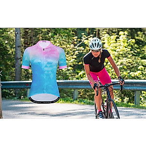 Green Blue Mountain Bike Jersey Women Short Sleeve Ladies Cycling Jersey Cycle Shirt Biking Top M S