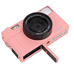 PUSOKEI Micro Single Camera, 1080P FHD Micro Single Camera with 3.0 Inch LCD Display, Portable Mirrorless Camera 16X Digital Zoom 24MP Built in Microphone(Pink)