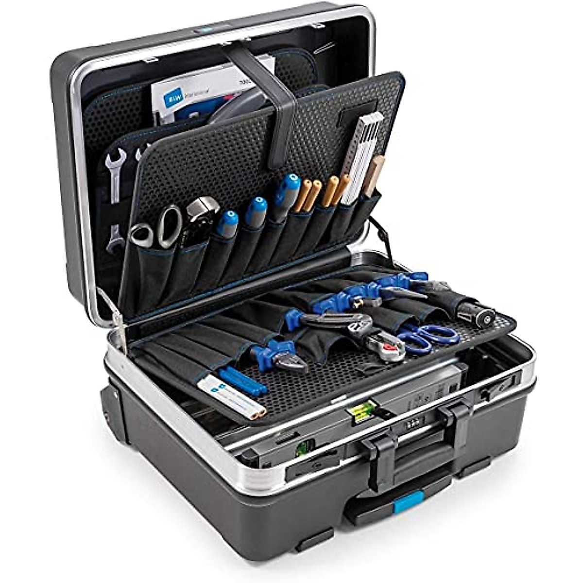 B&W International GO Portable Wheeled Rolling Tool Case Box with Pocket Boards, Black