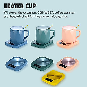 Coffee Mug Warmer for Coffee and Tea, Portable Cup Warmer for Travel, Office Desks, and Home Coffee Warmer for Cocoa, Milk, Tea, Water, Candle, Aluminum Metal Panel (Pink)