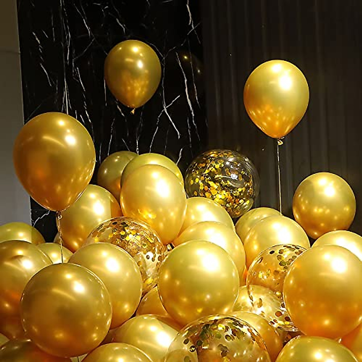 Gold Balloons,3 Different Sizes 77 Pack Metallic Gold Balloons 12 Inch,5 Inch,10 Inch Chrome Gold Balloon Arch for Birthday Valentines Baby Shower Wedding
