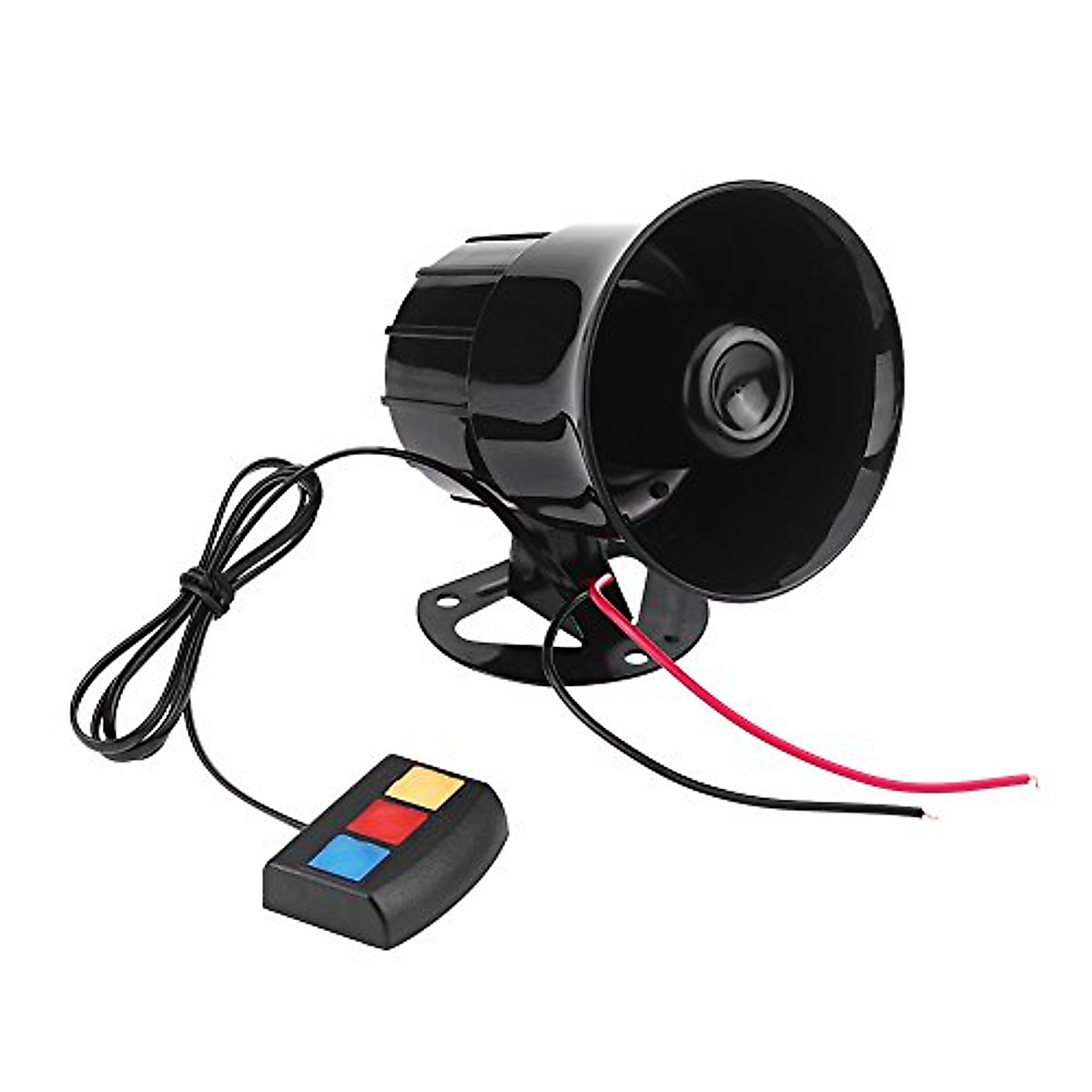 Motorcycle Alarm Horn, 12V 30W Car Motorcycle Alarm Warning Siren Horn 3 Sound Loud Speaker, Black