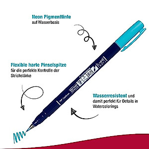 Tombow Fudenosuke Hard Tip Brush Pens (Set of 6) - Neon Colours