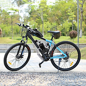 PNKKODW 80cc Bicycle Engine Kit 2-Stroke Gas Motorized Bike Motor Kit 26" 28" Bicycle Motor Engine Kit Upgrade with Speedometer