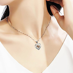 DYNUOTR Mom to Be Gift, Heart Baby Foot Necklace, 925 Sterling Silver, Baby Shower Gifts for Expecting New Mom, New Mom Gifts, Mother's Day Gifts for Her