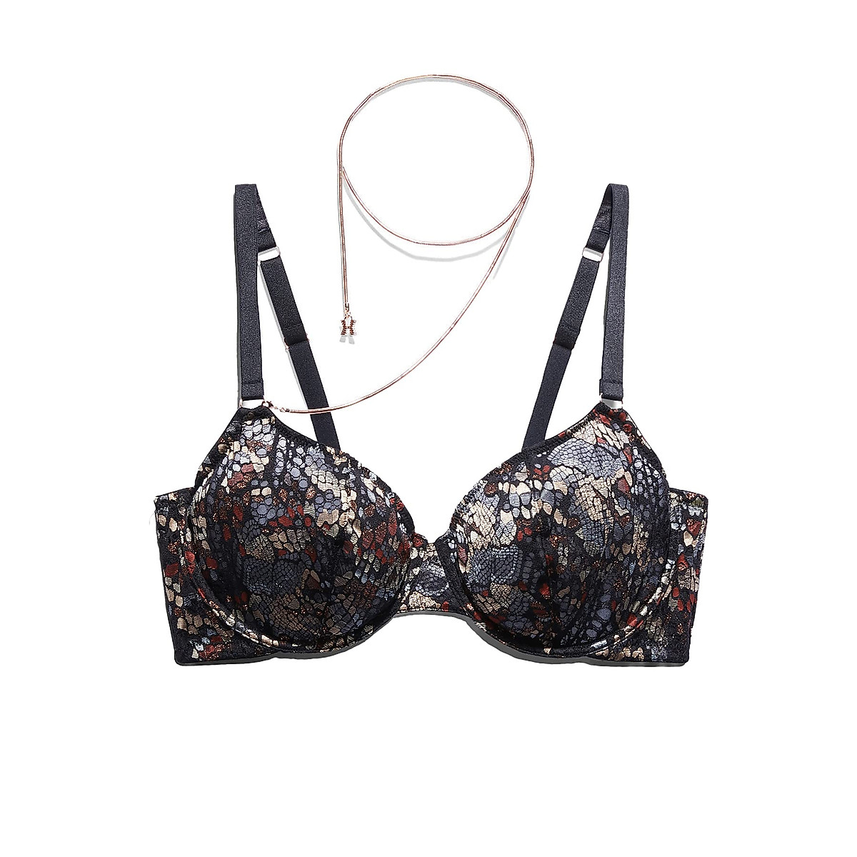 Savage X Fenty, Women's, Cold-Hearted Snake Unlined Lace Demi Bra, Venomous Vixen Snake Lace, 38DDD