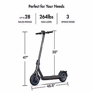 OKAI Electric Scooter for Adults - Up to 28 Miles & 15.5 MPH Commuting Electric Scooter, 300W Motor, 10" Tubeless Tires, Max Load 264 lbs Folding Electric Scooter with Dual Brakes, ES520B