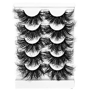 Gmagictobo False Eyelashes 25MM Lashes Fluffy Long Dramatic Faux 3D Mink Lashes Pack Thick Volume Criss-Crossed Soft False Lashes 5 Pairs Multipack