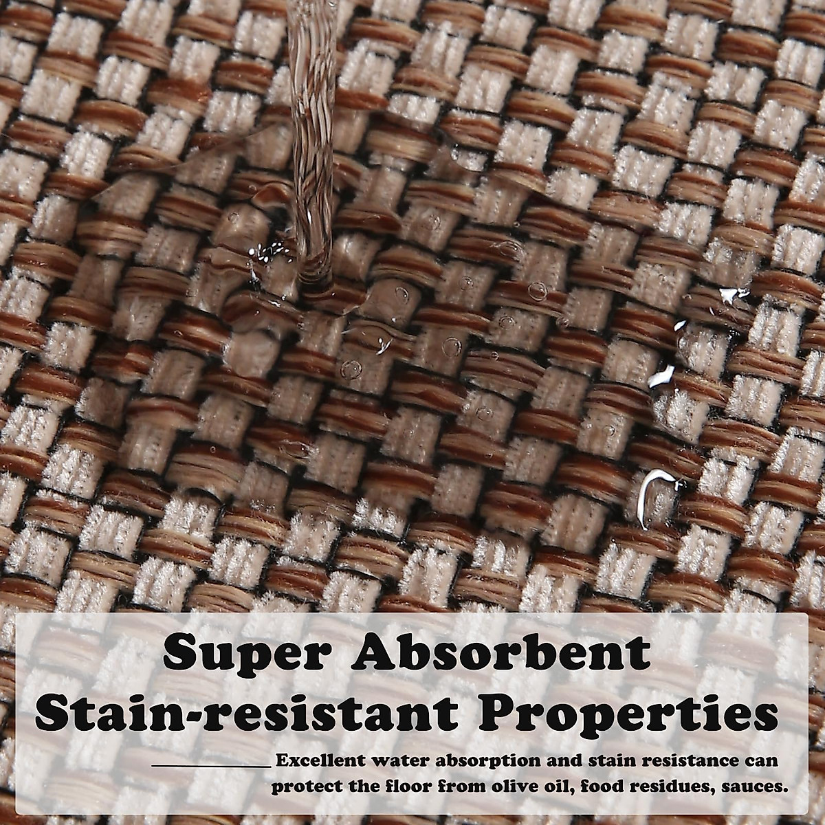 Yancorp Kitchen Rugs Set of 2 PCS Long Kitchen Mats for Floor Kitchen Rug Non-Slip Washable Jute Kitchen Rug Gray Runner Rugs Hallway