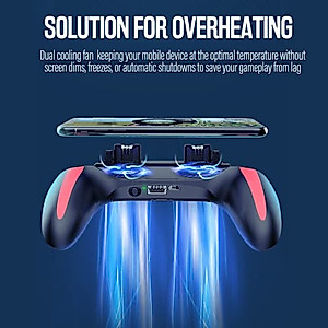 Mobile Game Controller with 4000mAh Power Bank & Cooling Fan, Phone Game Controller with L1R1 Triggers Joystick for PUBG/Call of Duty/Fortnite, Phone Gaming Grip Gamepad for 4.7-7" Android iOS Phone