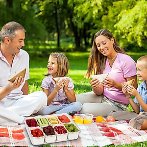 Eletional Divided Serving Tray with Lid and Handle - Snackle Box Charcuterie Platter, Clear Organizer for Candy, Fruits, Nuts, Snacks - Perfect for Party, Entertaining, 8 Compartments, White