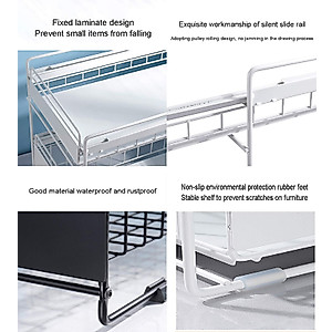 LEAYAN Under Sink Storage 2 Tier Drawer Organizer, Under Sink Storage Rack with Sliding Basket Drawer, Pull Out Drawers Under Sink, for Kitchen Bathroom Under Sink Rack Shelf, White 40 * 28 * 40cm