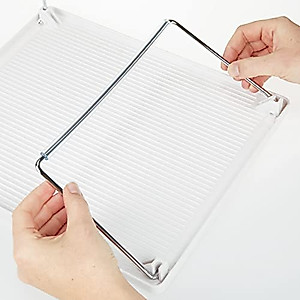 mDesign Metal Stacking Storage Organization for Shelves Inside Cabinets in Kitchen, Pantry, Cupboard, or Fridge/Freezer - Organizer Stand for Food, Plates, Bowls, Mugs, Ligne Collection, 2 Pack, White