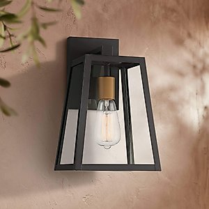 John Timberland Arrington Rustic Industrial Farmhouse Outdoor Wall Light Fixture Mystic Black 13" Clear Glass for Exterior Barn Deck House Porch Yard Patio Outside Garage Front Door Garden Home