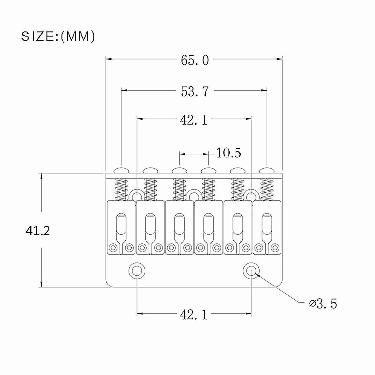 MAXCHEER 65MM Metal Fixed Hardtail Saddle Bridge Top Load Guitar Tailpiece For 6 string electric guitar or strat guitar (Black)