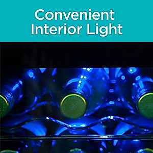 BLACK+DECKER Wine Cooler Refrigerator, Compressor Cooling 24 Bottle Wine Fridge with Blue Light & LED Display, Freestanding Wine Cooler, BD61526