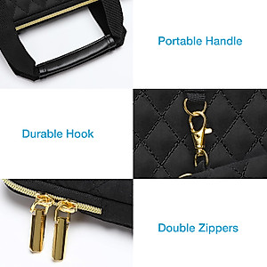 MOSISO Laptop Sleeve Compatible with MacBook Air/Pro, 13-13.3 inch Notebook, Compatible with MacBook Pro 14 inch M4 M3 M2 M1 2025-2021, Square Quilted Bag with Detachable Small Case&Handle, Black