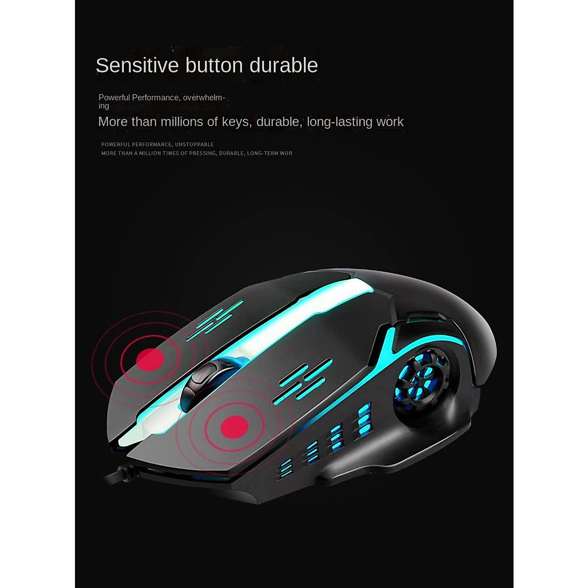 NC Backlit RGB Keyboard and Mouse Combination, Adjustable Breathing Light, Wired Gaming Keyboard, Wrist Rest Keyboard, Adjustable DPI Gaming Mouse, Suitable for Mac, PC and Laptop Gamers (Black)