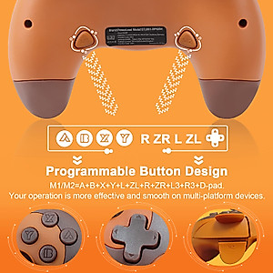 PowerLead Switch Controller - Cute Raccoon Animal Wireless Switch Controller for Switch Lite/OLED/PC, Switch Pro Controller Remote Gamepad Joystick with Turbo/Motion Control/Wake-up, Vibration