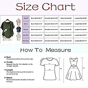 Women Summer Round Neck Button Dandelion Print Short Sleeve T Shirt Blouse Navy