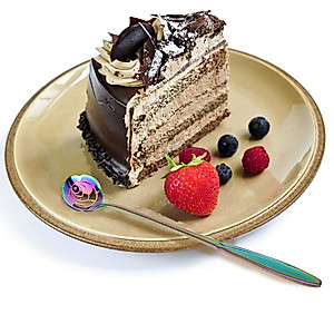 SelfTek 8Pcs Rainbow Flower Spoon Set, 2 Different Size Colorful Stainless Steel Reusable Teaspoons Coffee Sugar Stirring Spoon Dessert Cake Spoons Tea Scoops Table Spoon Mixing Spoon Ice Tea Spoon