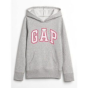 GAP girls Logo Hoodie Hooded Sweatshirt, Light Heather Grey B10, Large US