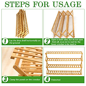 Choclaif Free Standing Shoe Racks for Closet, Shoe Shelf Bamboo Shoe Rack for Bedroom, Entryway Hallway Closet Living Room Organizer（4 Tier）