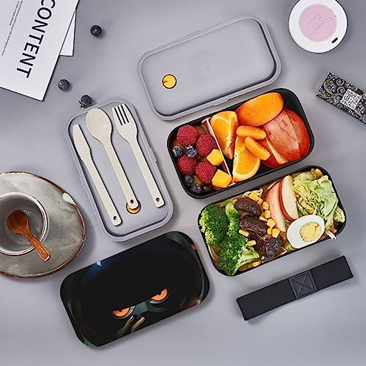 Future Astronauts Adult Lunch Box, Bento Box, With Cutlery Set Of 3, 2 Compartments, Rectangular, Lunch Box For Adults