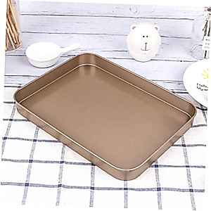 FURLOU 10 Square Pan Bread Oven Mini Oven Mini Loaf Pan Nonstick Loaf Pan Baking Cookie Sheets Pans Oven Cake Pan Cake Mold Pan Baking Tray Bakeware Bread Pan Baking Tools Golden Oval Plate