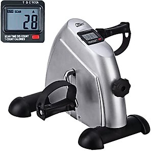 Mini Exercise Bike, Uten Under Desk Bike Pedal Exerciser, Peddler Exerciser, Portable Foot Cycle Arm & Leg Peddler Machine with LCD Screen Displays (Silver)