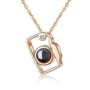 Projection Photo Camera Shaped Necklace, Personalized Necklace with Picture, Custom Pendant for Dad Mom Friends Christmas Birthday Gift